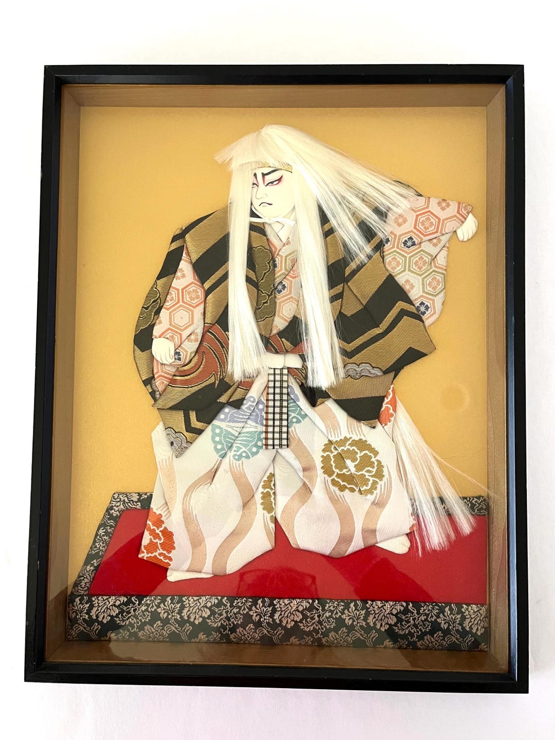 Vintage Fabric 3-D Kabuki Lion Dance Artwork in Traditional Vibrant ...