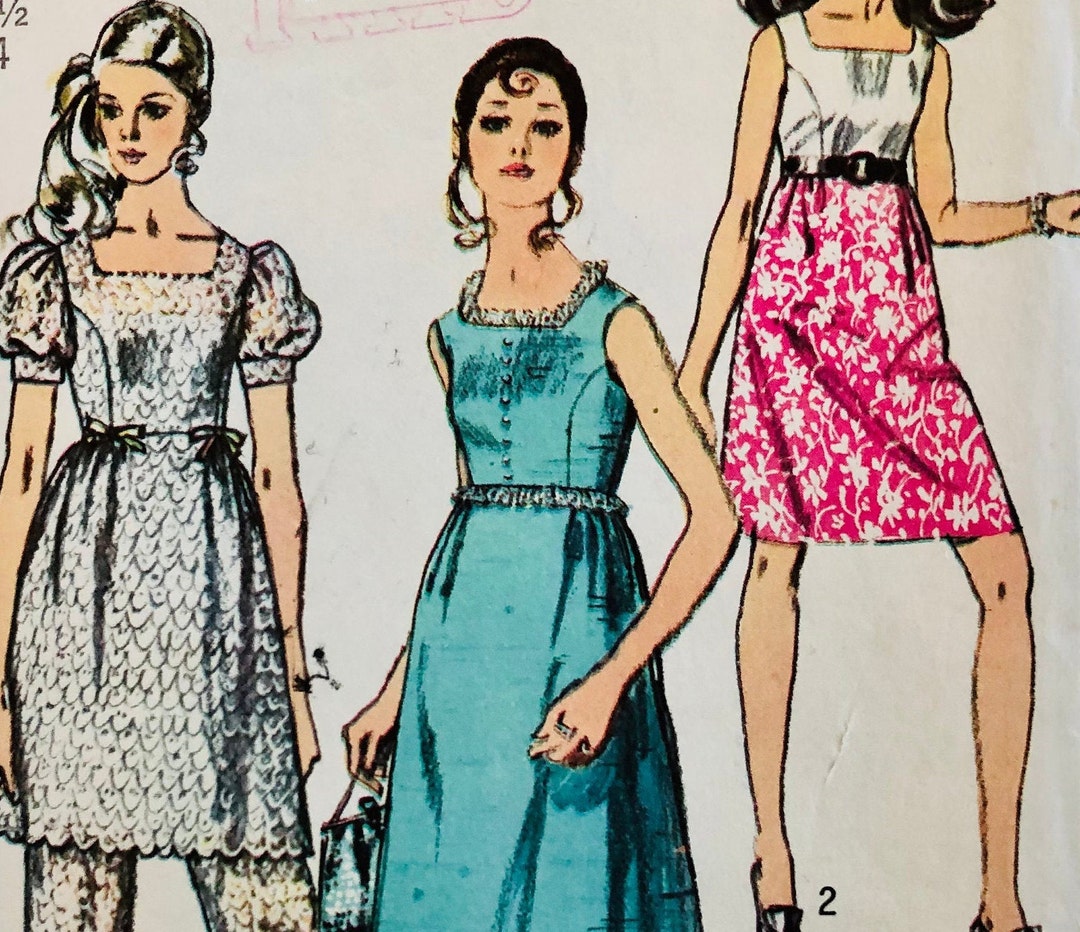 Complete 1970 Simplicity 8766 Misses' Square-neck Dress in - Etsy