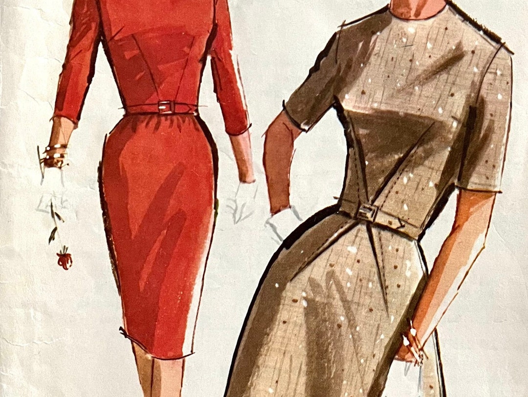 Rare! UNCUT 1962 Mccall's 6520 Misses Fitted Bodice Dress With Slim or ...