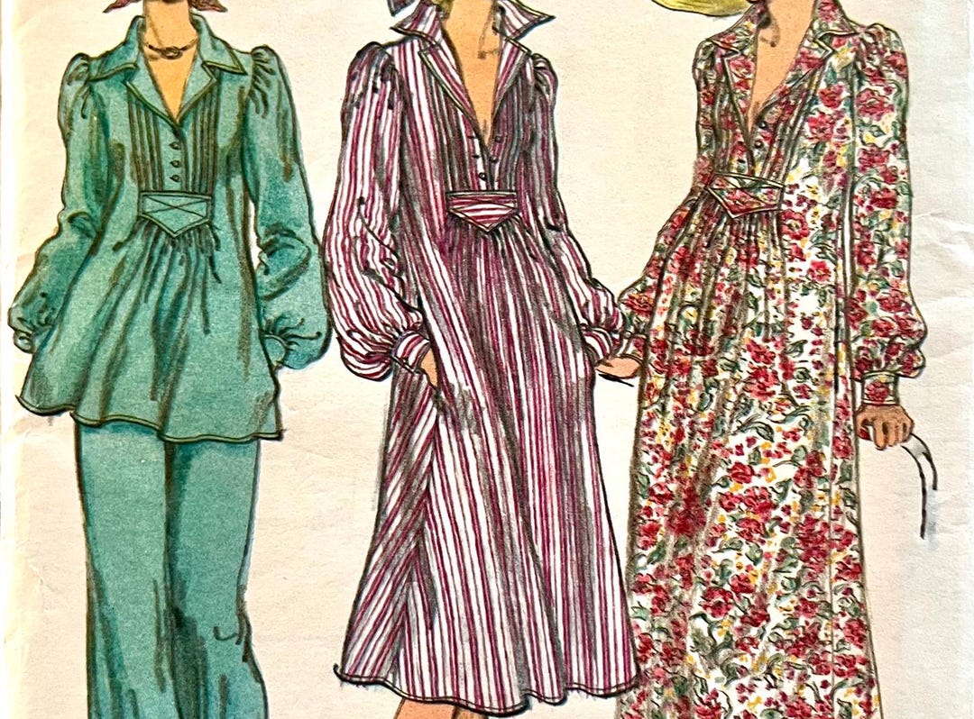 Rare! Complete 1975 Vogue 9239 Misses' Top or Dress in 2 Lengths With ...