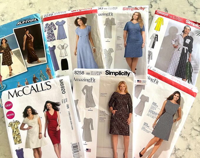 UNCUT Modern Dress Patterns by Simplicity and Mccall's, Most Sized 18 ...