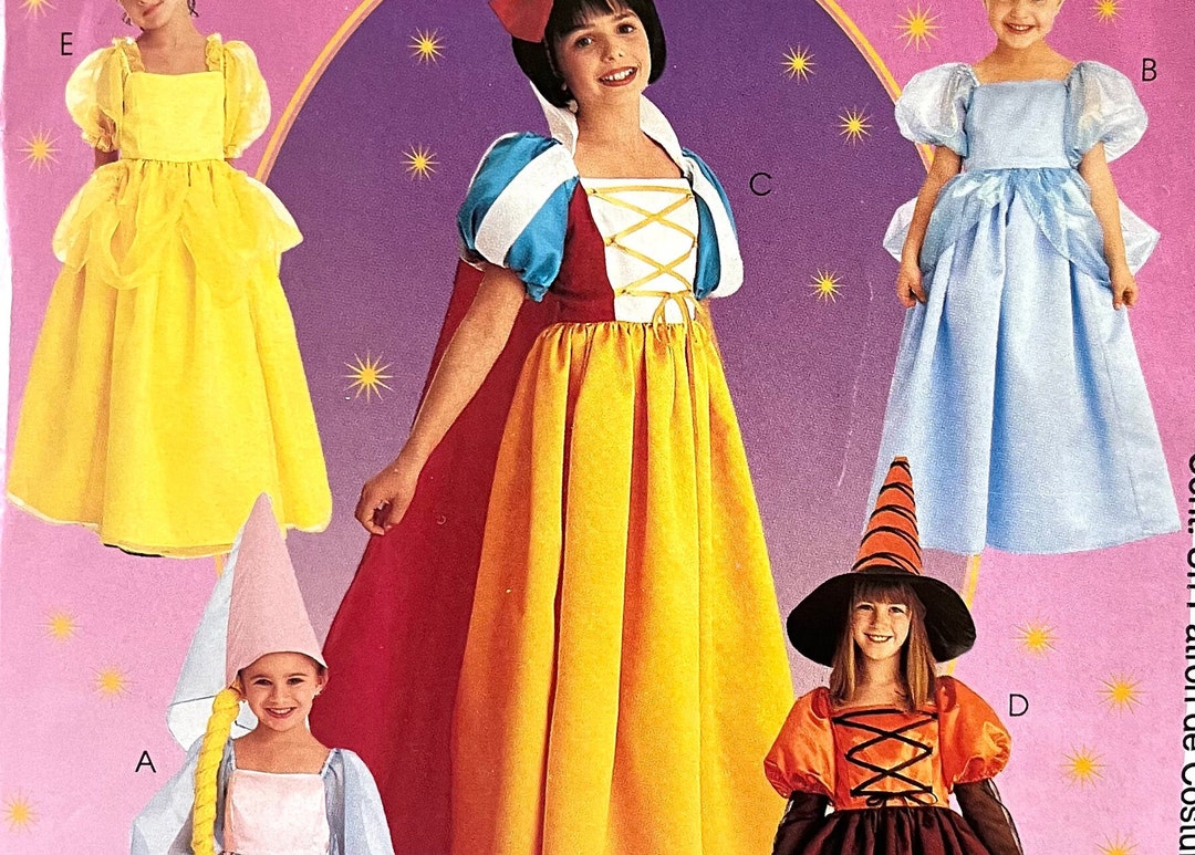 UNCUT 1997 Mccall's 384, Little Girl's Princess Costumes Pattern; Rapunzel and Hair, Snow White ...