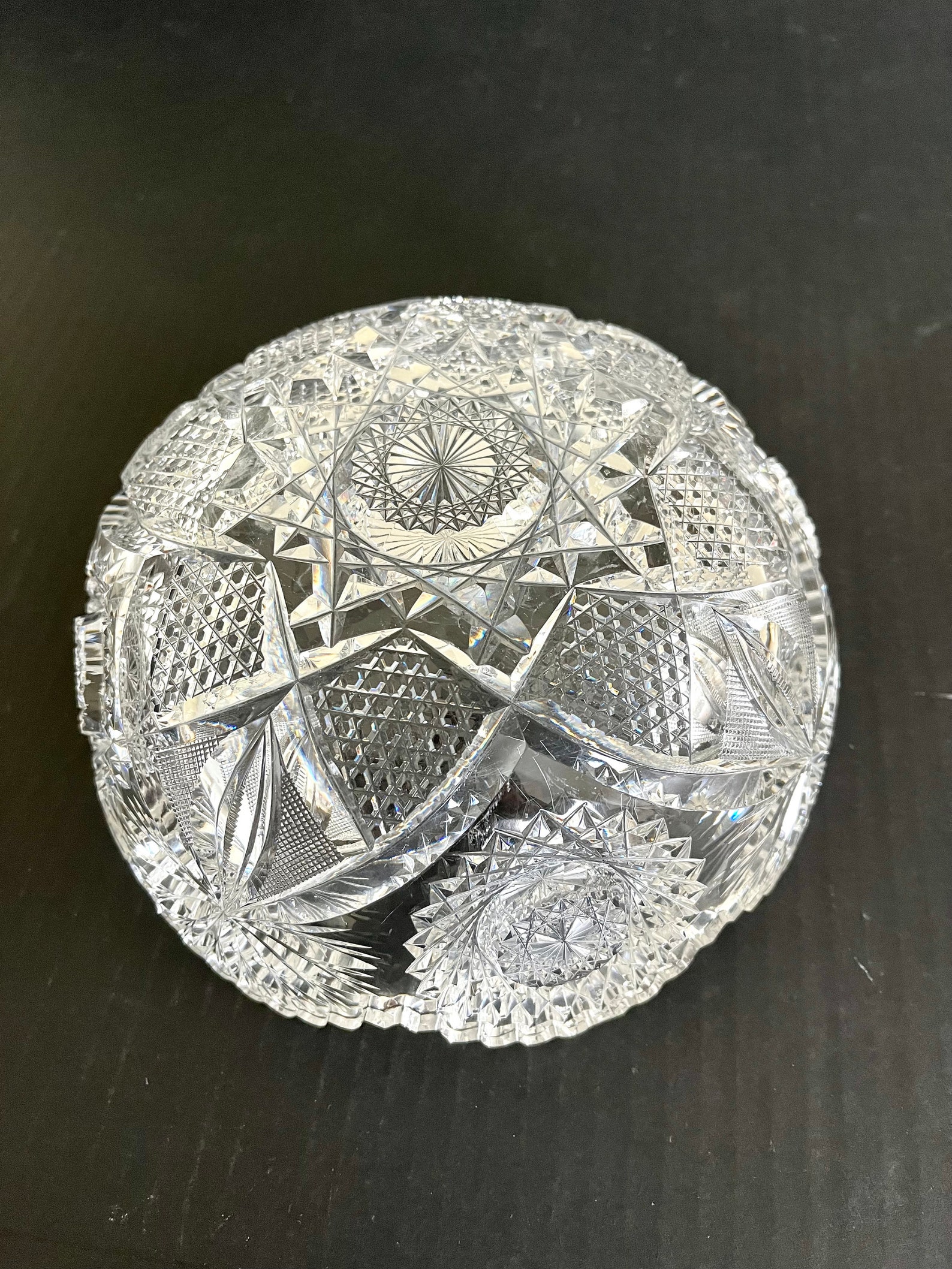 Antique American Brilliant Cut Glass Bowl With Thick, Crenellated Rim ...