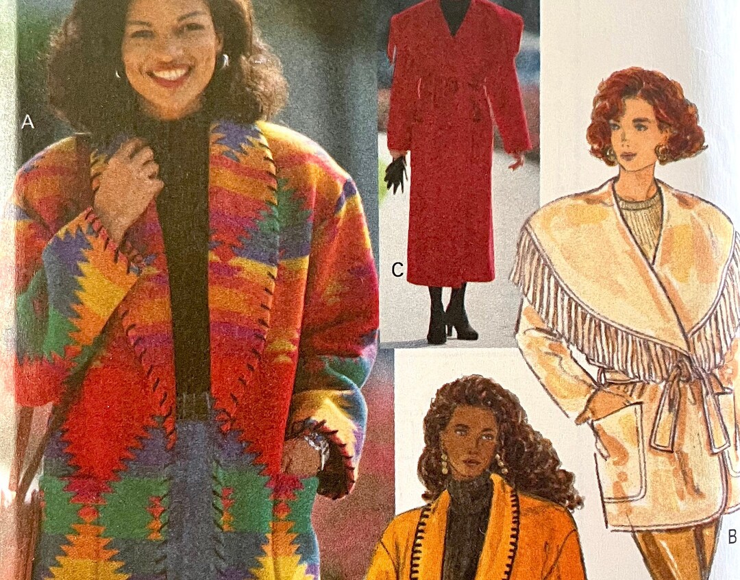 UNCUT 1993 Butterick 3026 Misses' Wrap-front Lined Jacket With Long ...
