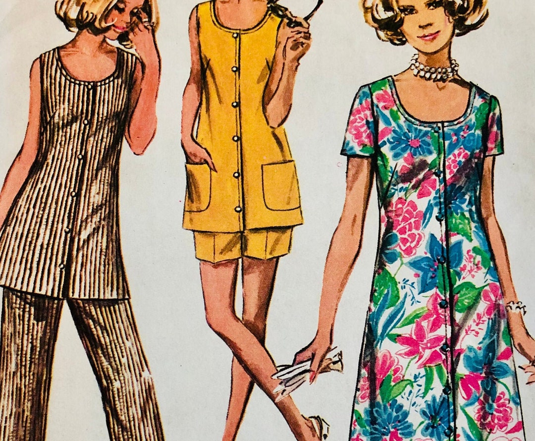 UNCUT 1970 Simplicity 8846 Misses' Jiffy Front Button Dress or Tunic ...