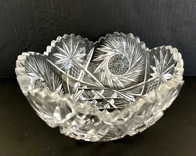 Antique American Brilliant Period Exquisite Cut Glass Bowl With Thick ...