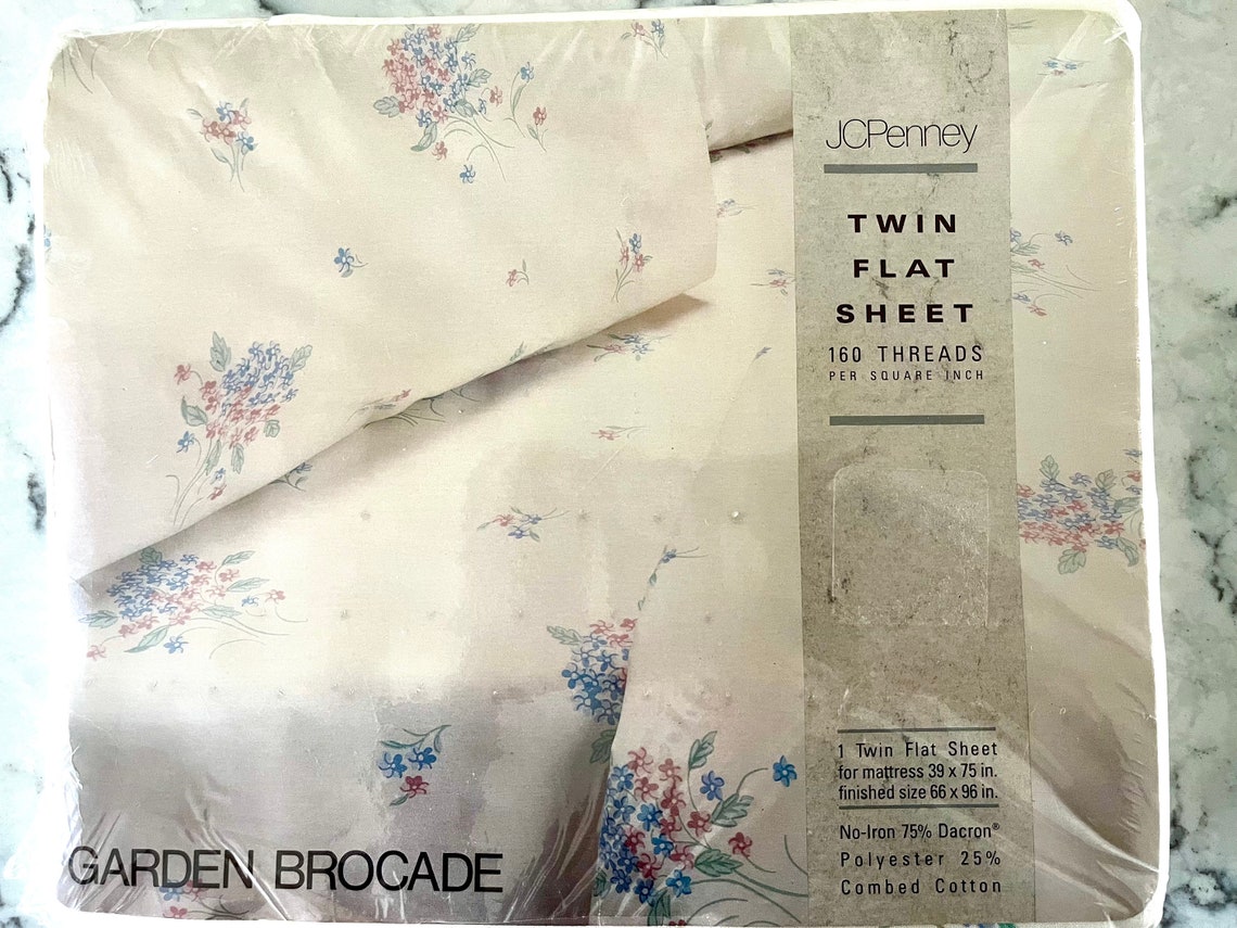New in Package Vintage Twin Sized Flat Floral Sheet in 'garden Brocade ...
