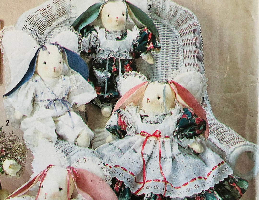 UNCUT 1990 Simplicity 7044 Stuffed Decorative Angel Bunnies, Wings and ...