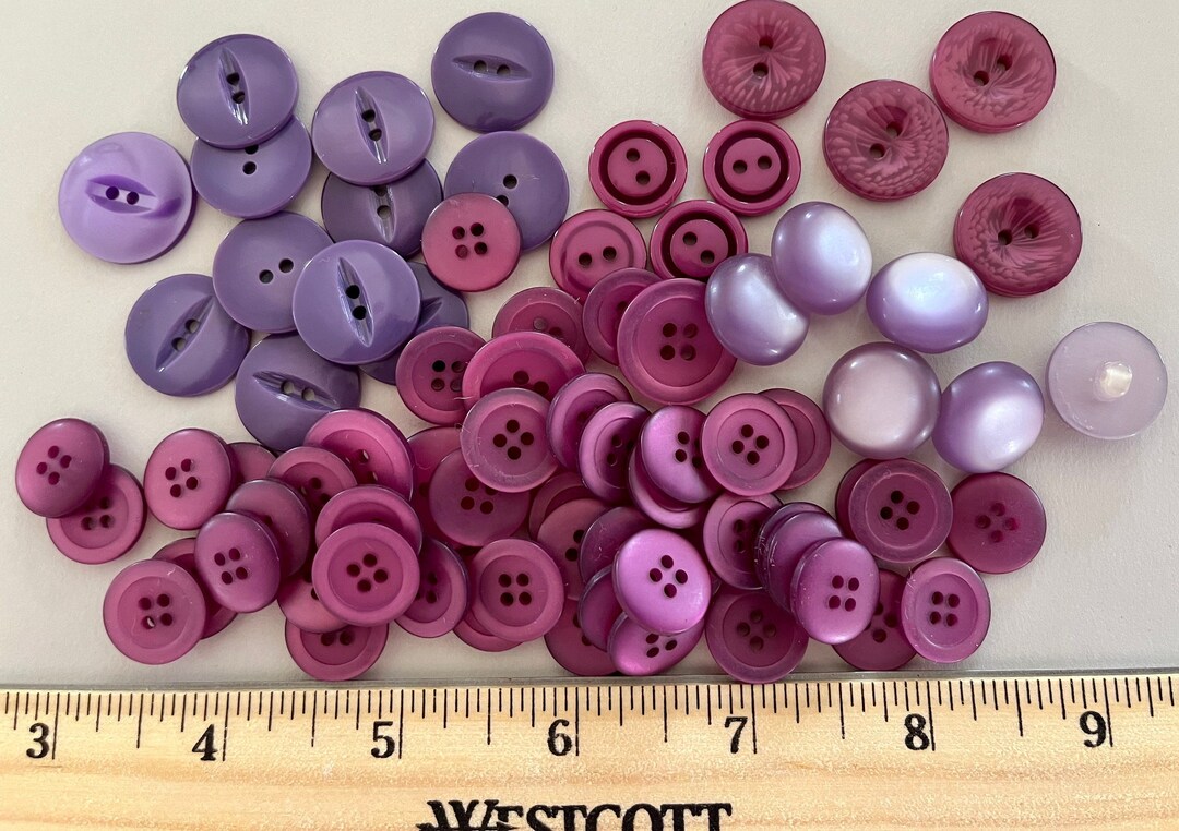Lot of 77 Vintage Buttons in Violets and Purples, Some With Holes, Some ...