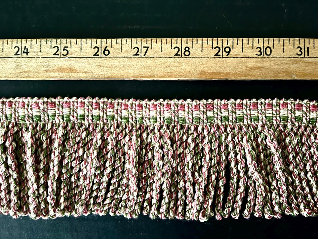 4 Yards Long X 3" Wide Twisted Bouillon Fringe Trim With Woven Header ...