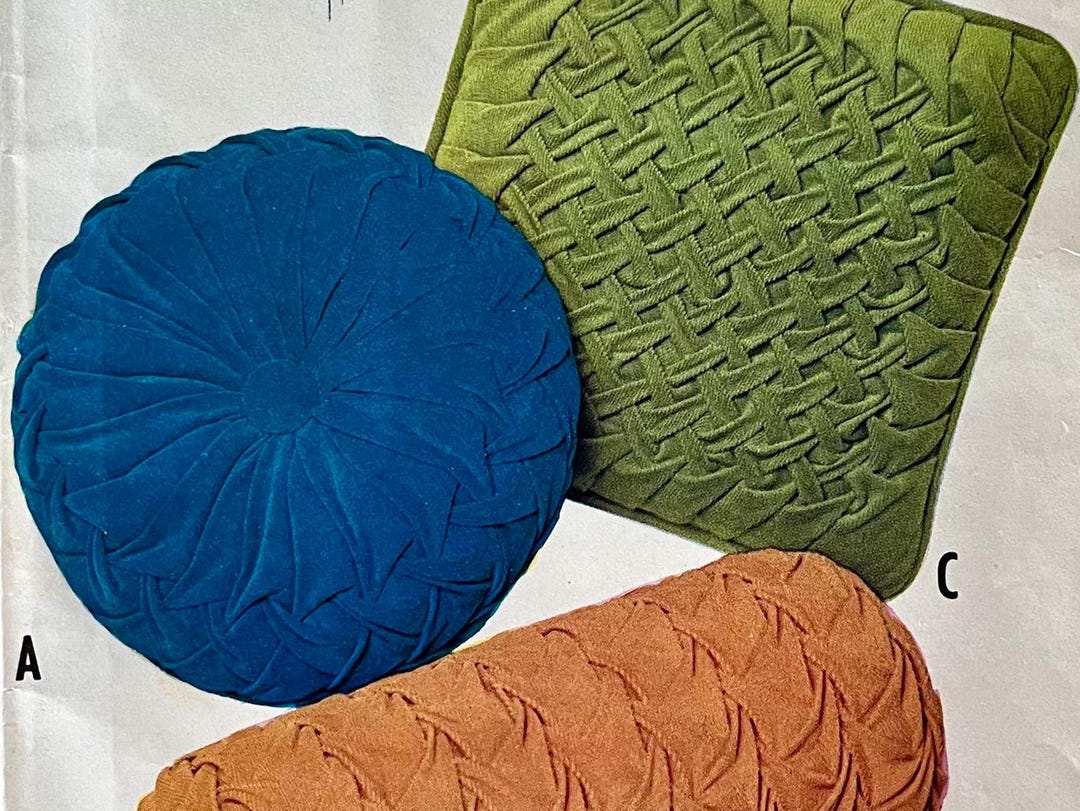 UNCUT Early 1960' Smocked Pillows, Round, Square, Bolster, All ...