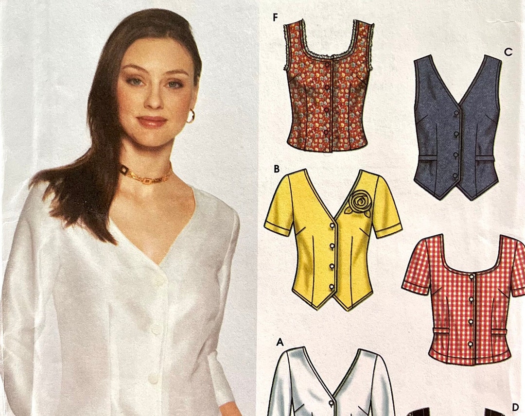 UNCUT 2001 Simplicity 9763 Misses' Easy Sew Button Front Top in 6 ...