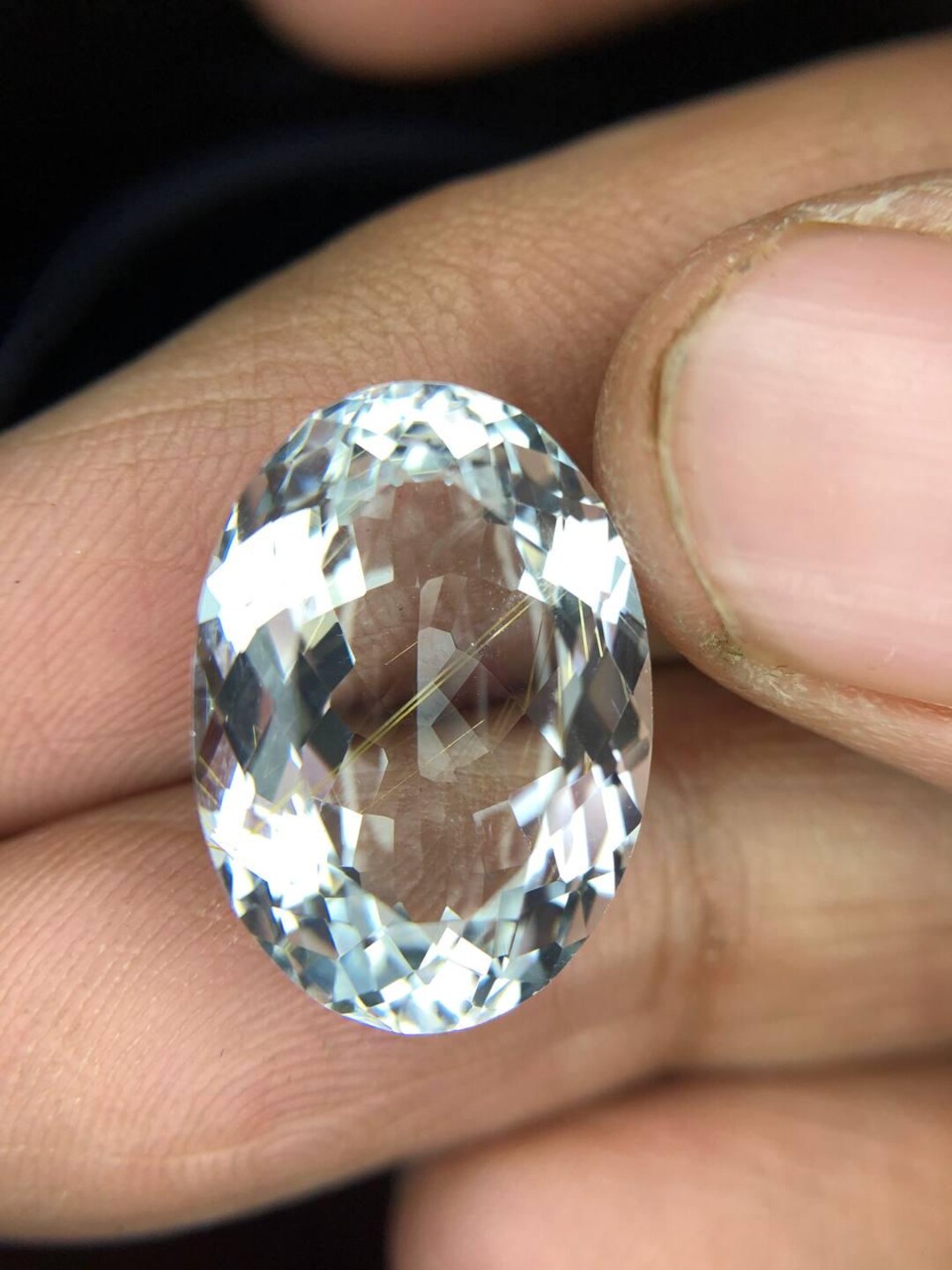 AAA Golden Rutile Topaz Gemstone: Oval Faceted Pendant Stone, 17.75 ...
