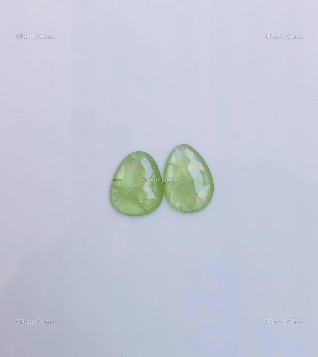 Rose Cut Peridot Gemstone Pair: Lime Green Faceted Stones - Etsy