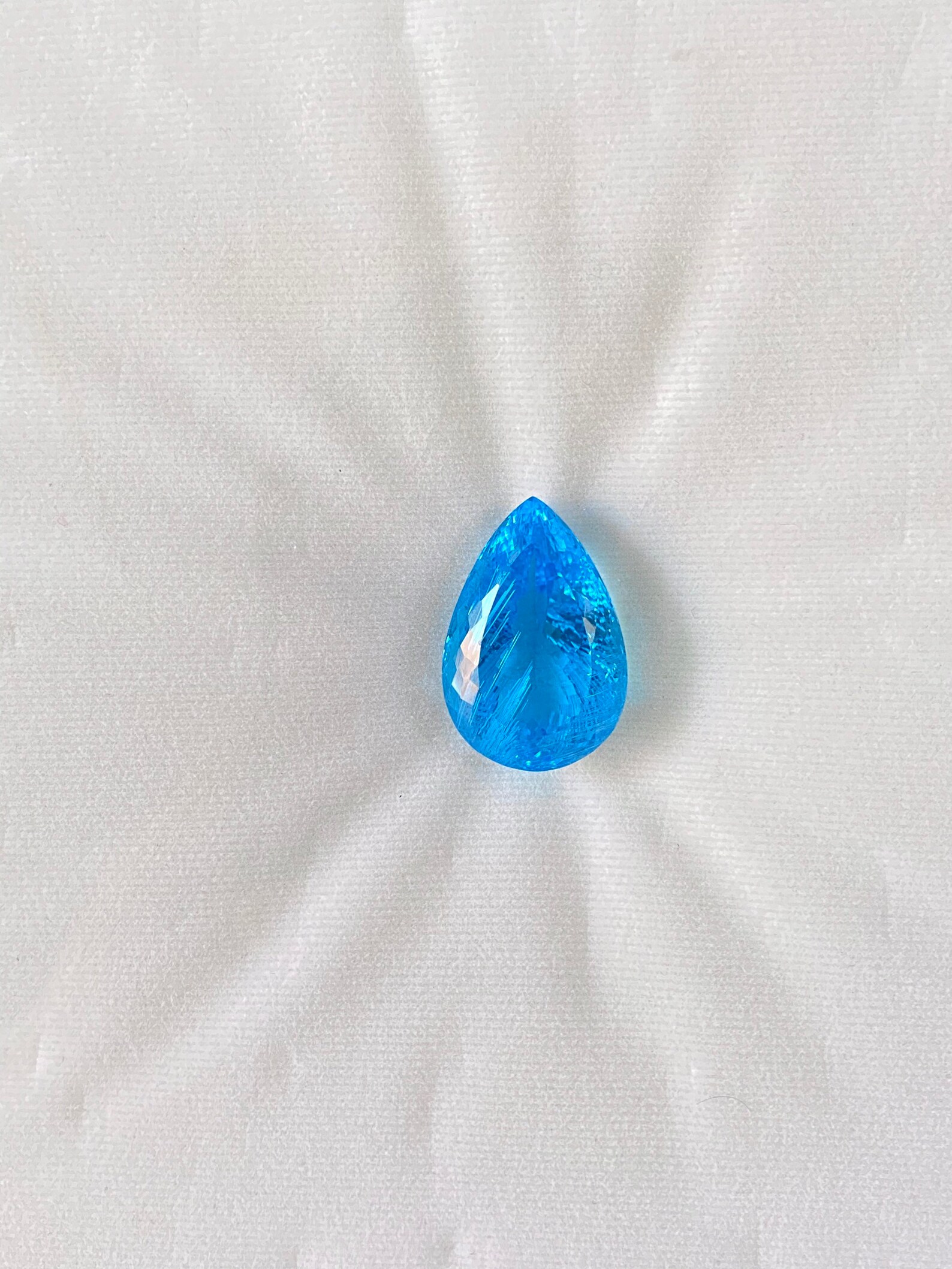 42.85Cts Natural Swiss Blue Topaz with white rutile Pear Facet | Etsy