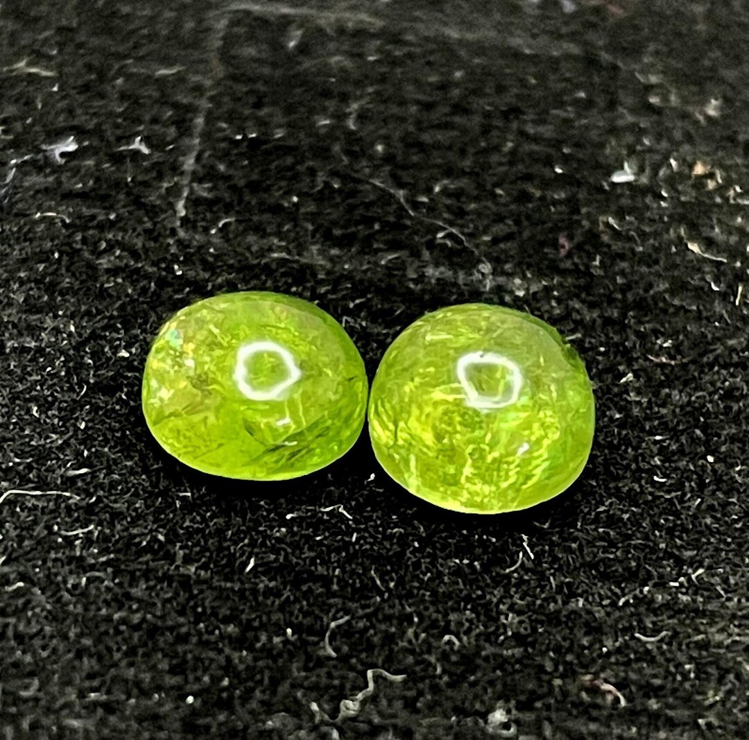 100% Natural Green Grossular Garnet 6x6 MM Round Shape Smooth Cabochon ...