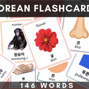KOREAN FLASHCARDS 146 Words Hangul Hangeul Printable Instant Download ...