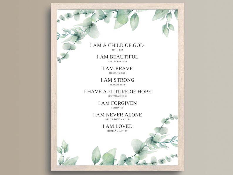 Daily Affirmations Scripture Verse I Am Loved I Am a Child of God ...