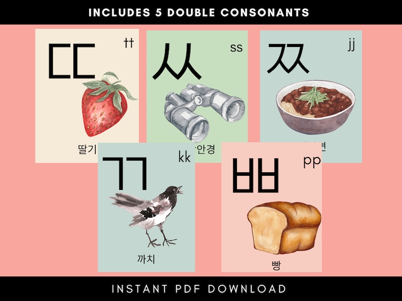Printable Korean Flashcards Hangul Hangeul With English Sounds Alphabet ...