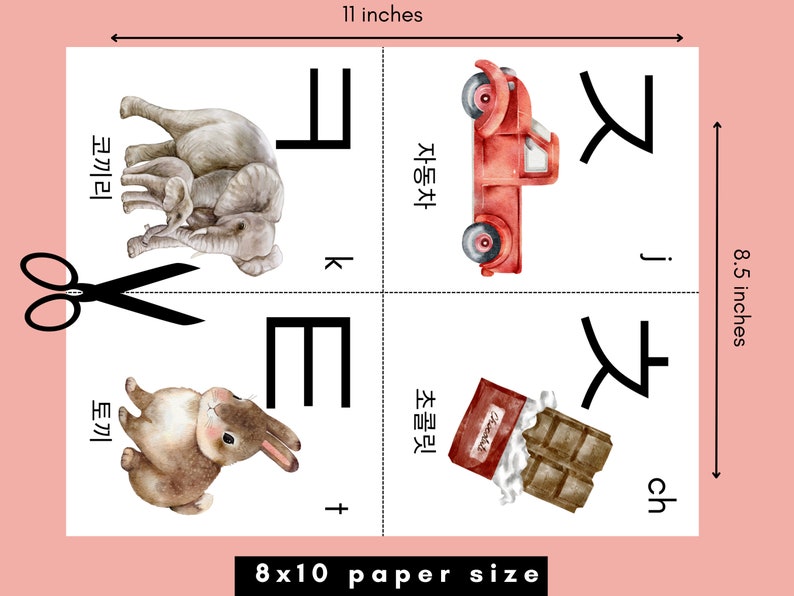 Printable Korean Flashcards: Hangul Language Learning (digital Download ...