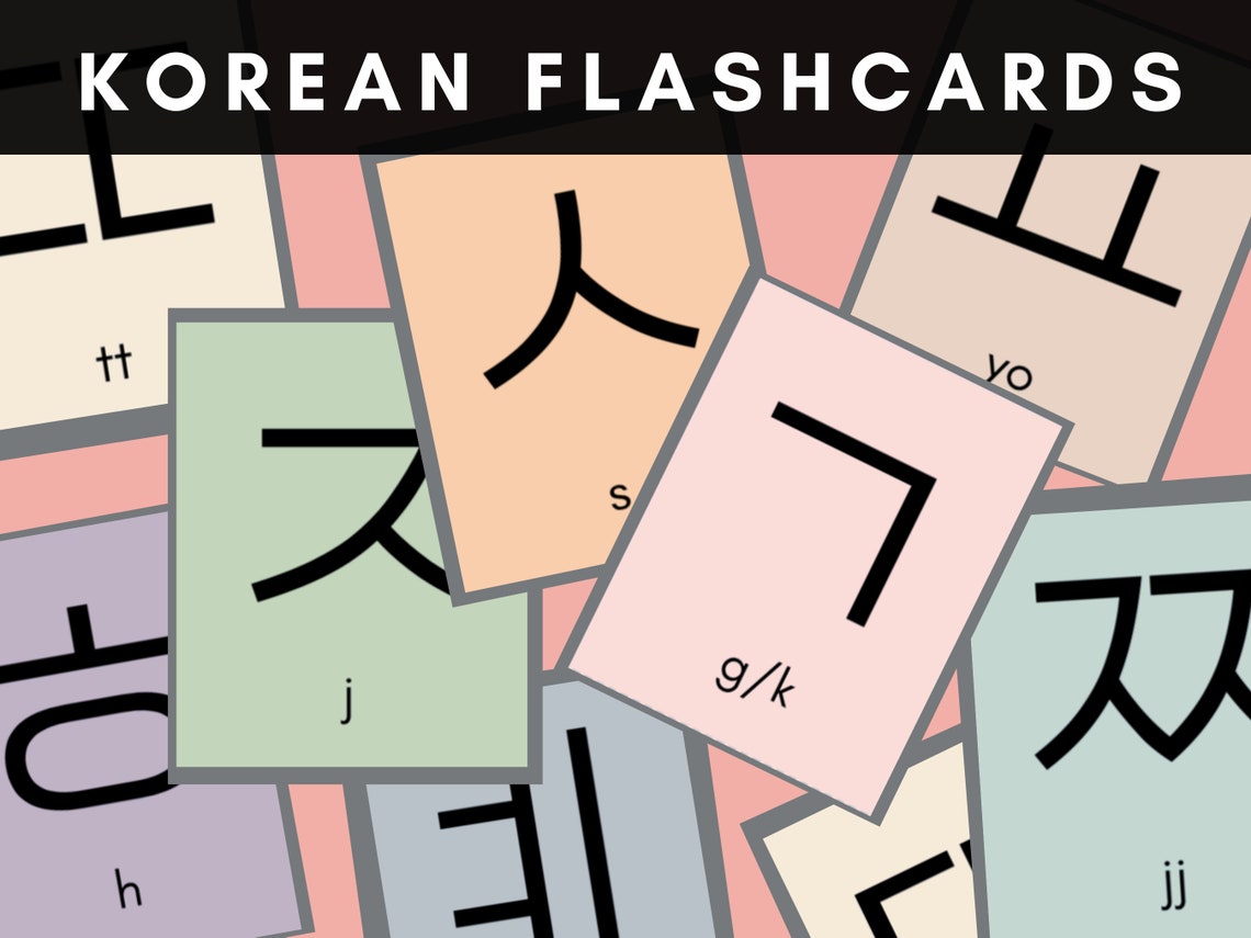 Korean Flashcards Hangul Hangeul With English Sounds Consonants and ...