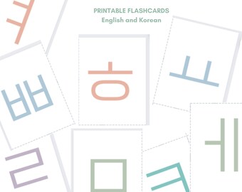 Korean Hangul Flashcards Hanguel Alphabet Vowels Consonants | Etsy