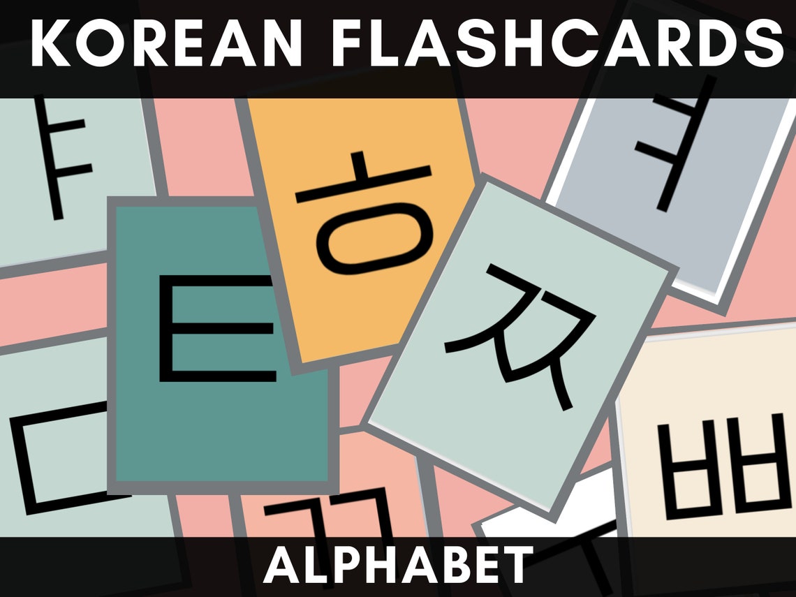 Korean Hangul Flashcards Hanguel Alphabet Vowels Consonants Homeschool ...