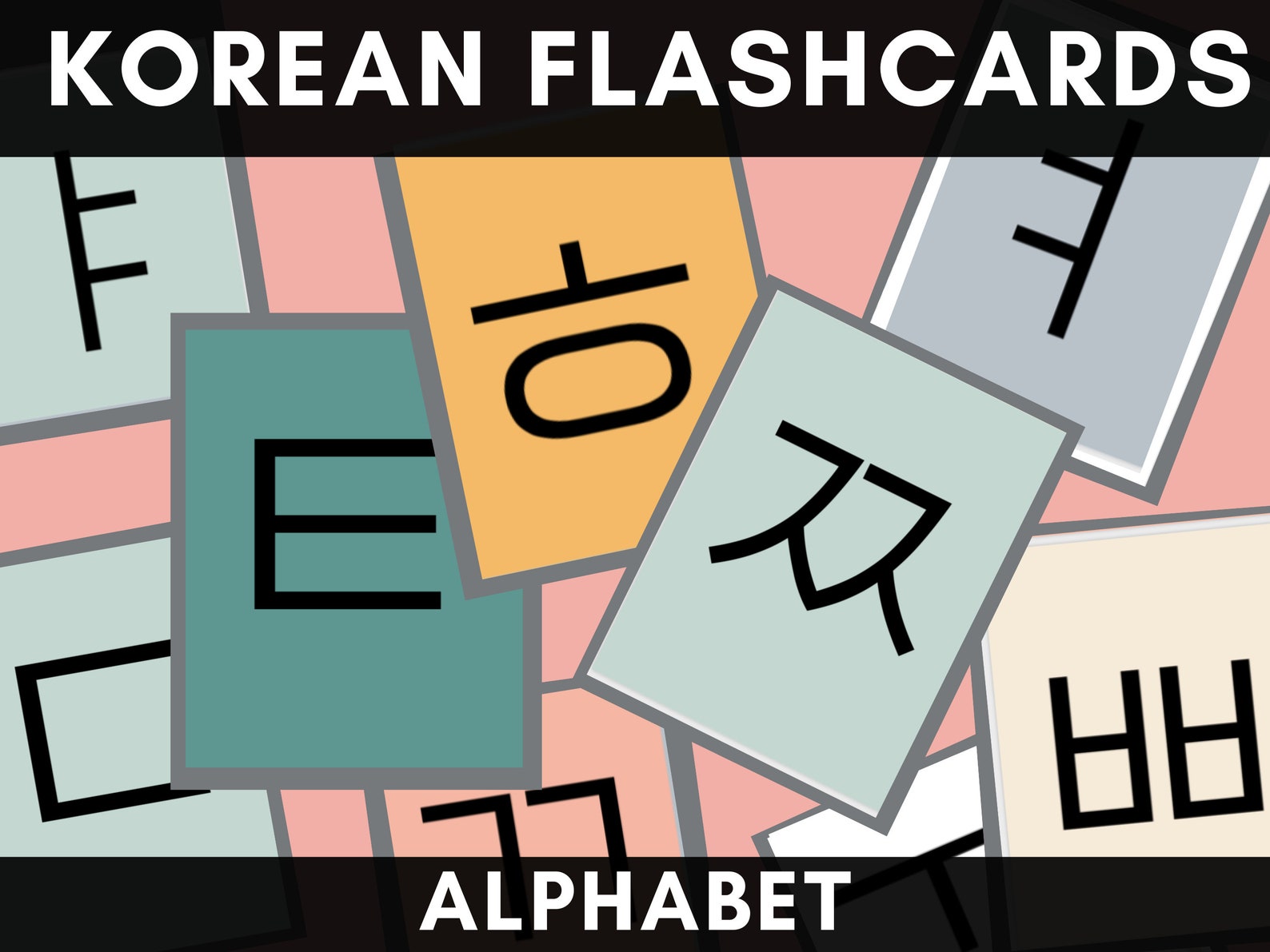 Korean Hangul Flashcards Hanguel Alphabet Vowels Consonants Homeschool ...
