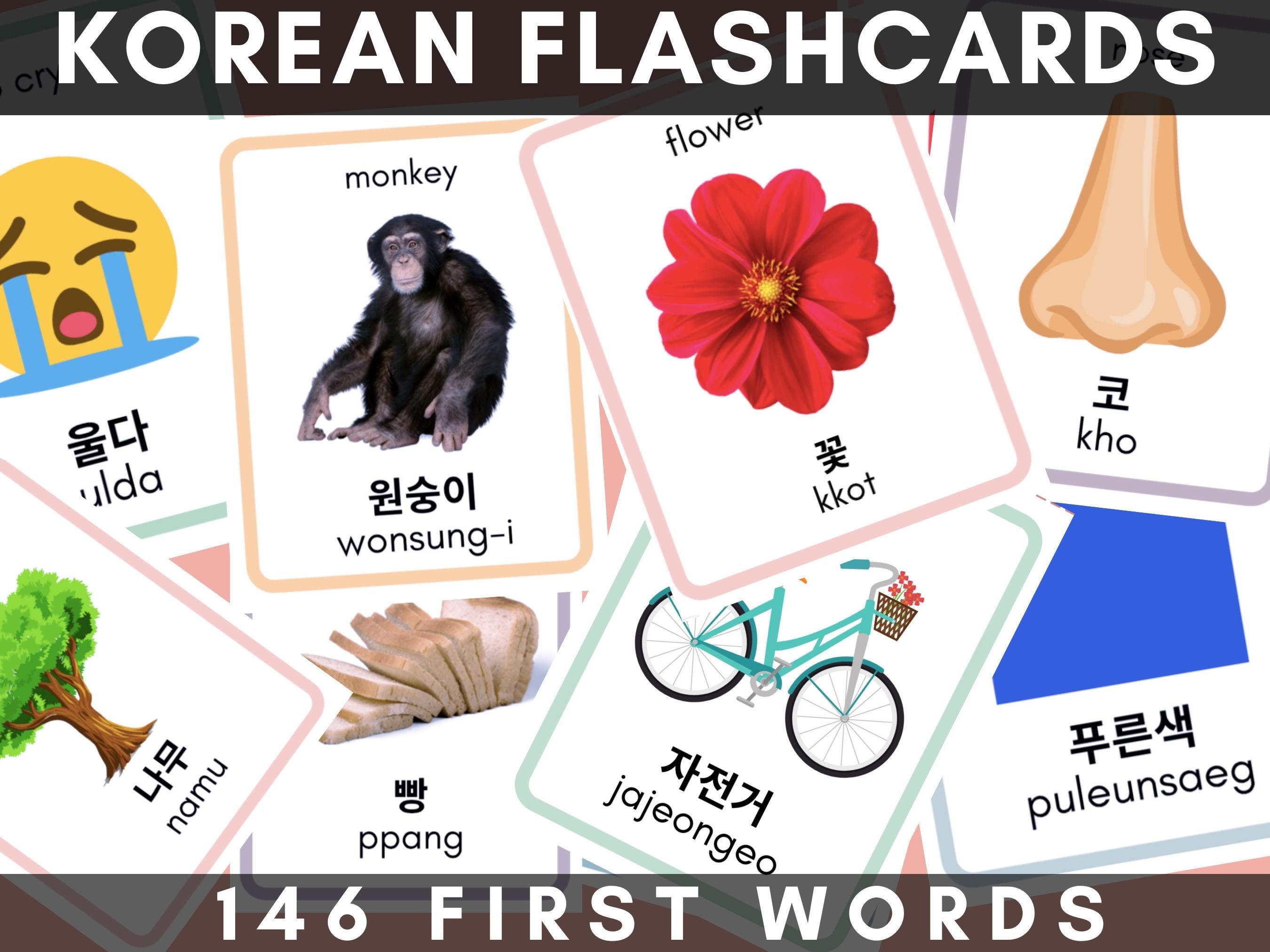 KOREAN FLASHCARDS 146 Words Hangul Hangeul Printable Instant Download ...
