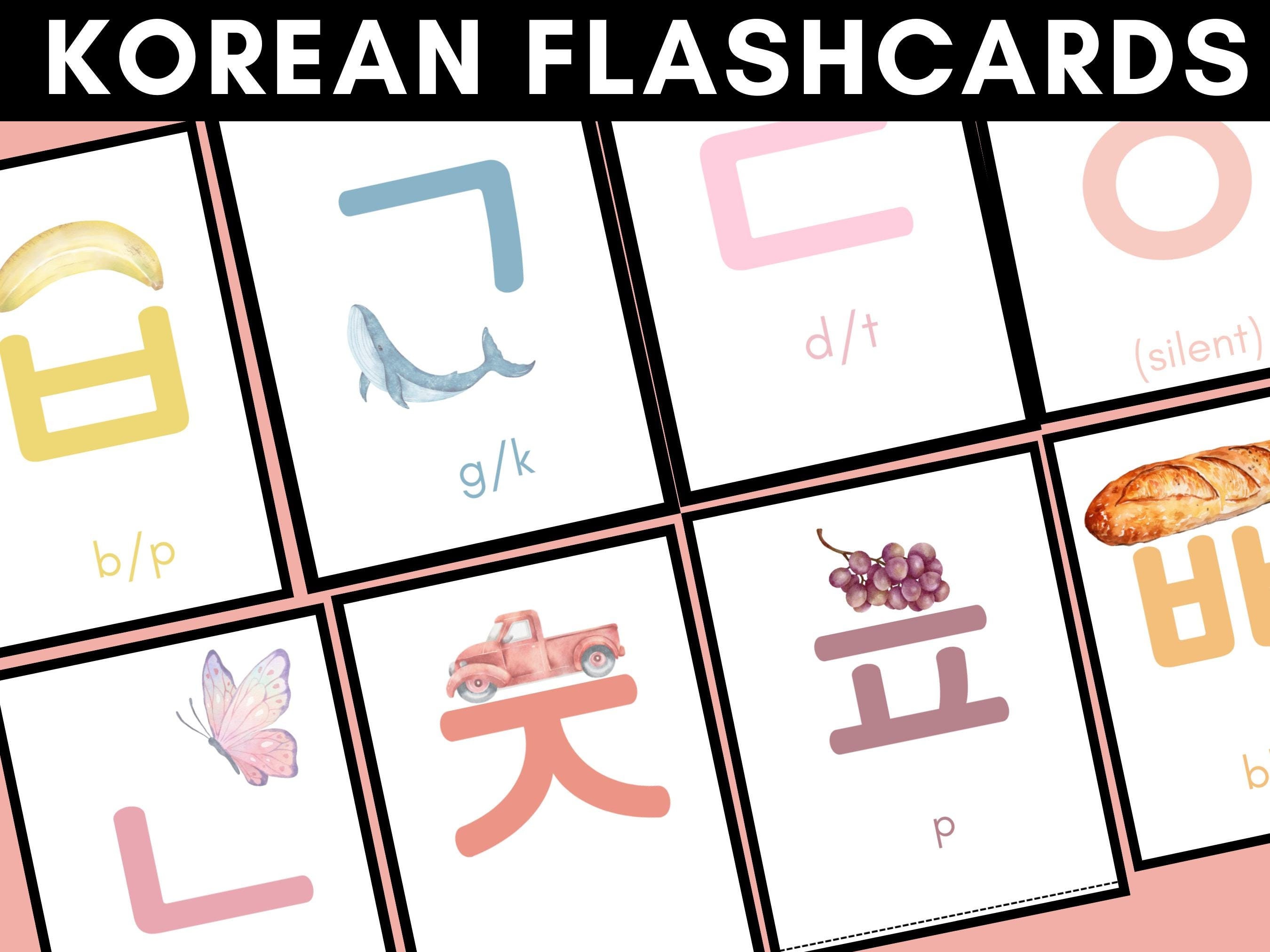 Printable Korean Alphabet Flashcards, Hangul Flashcards, Digital ...