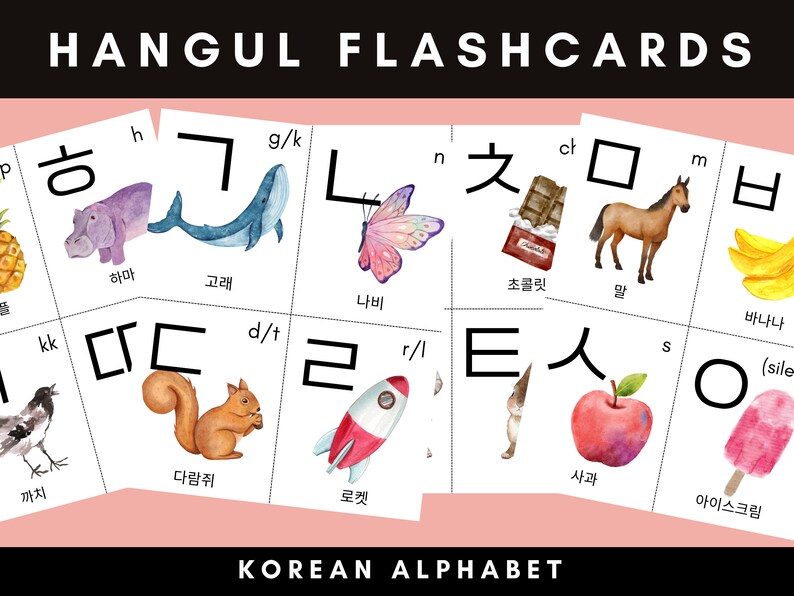 Printable Korean Flashcards: Hangul Language Learning (digital Download ...