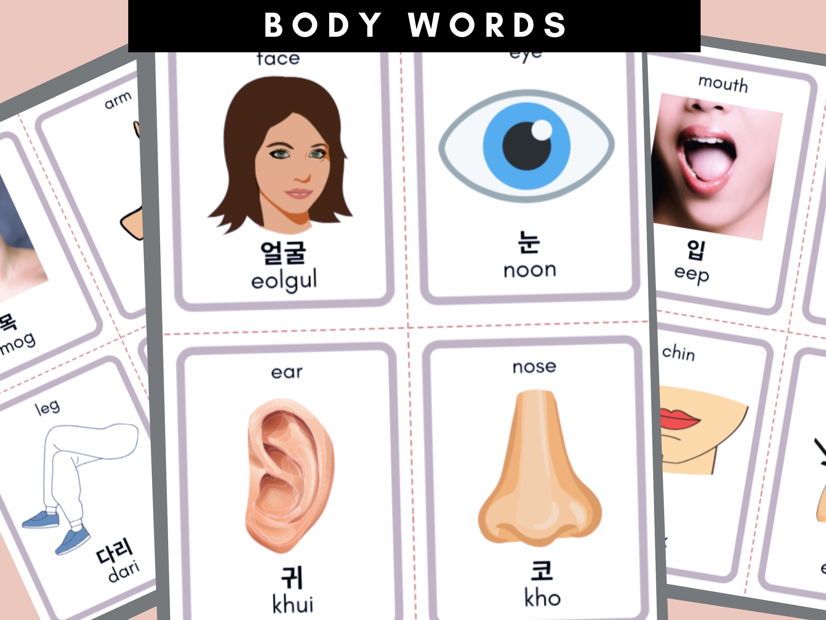 KOREAN FLASHCARDS 146 Words Hangul Hangeul Printable Instant Download ...