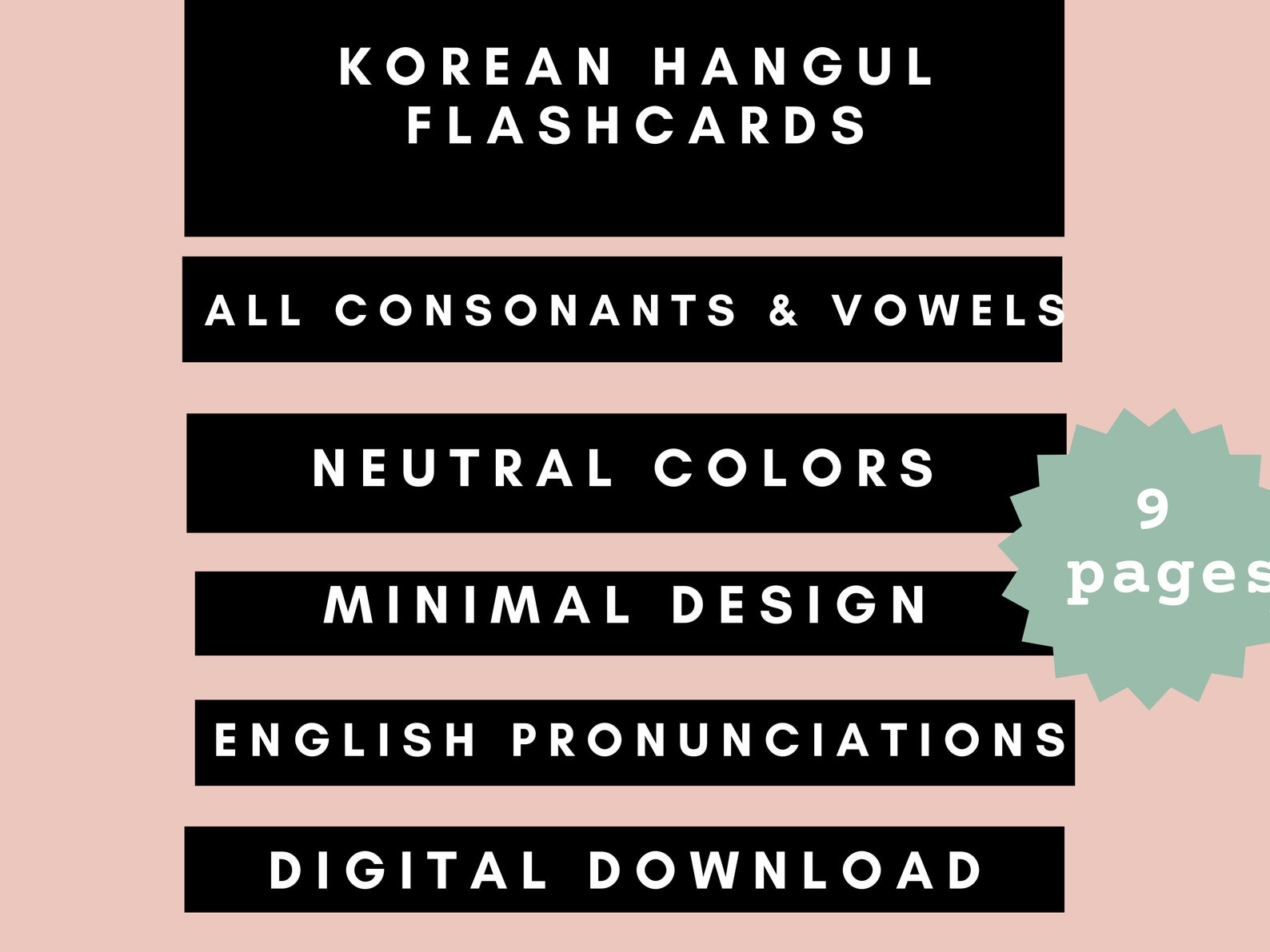 Korean Flashcards Hangul Hangeul With English Sounds Consonants and ...