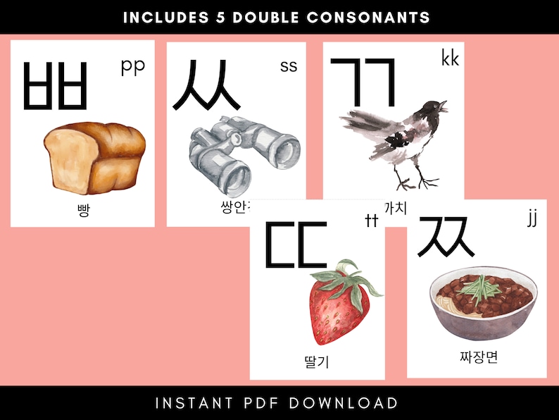 Printable Korean Flashcards: Hangul Language Learning (digital Download ...