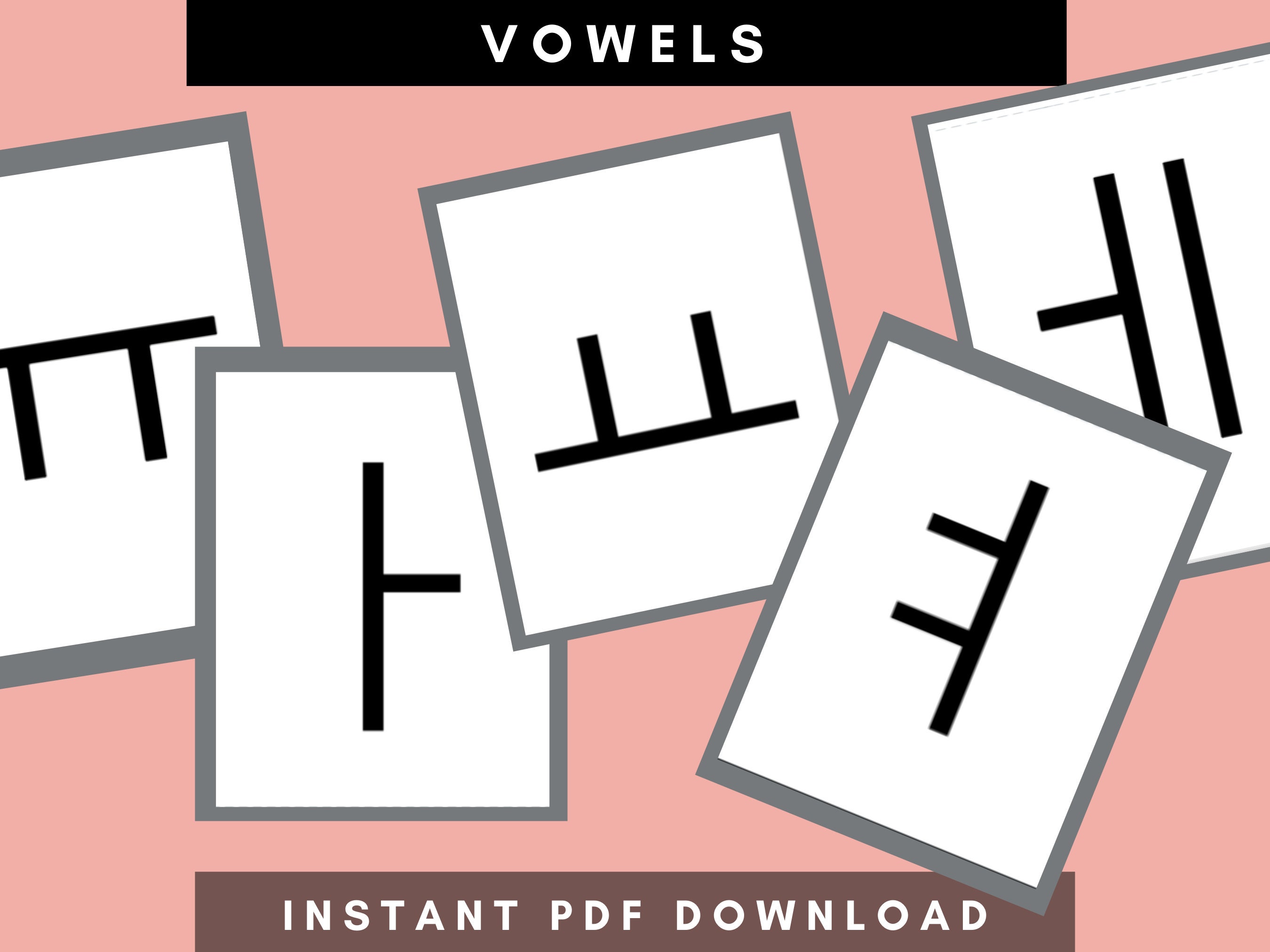 Korean Hangul Flashcards, Alphabet Consonants and Vowels Hangeul Large ...