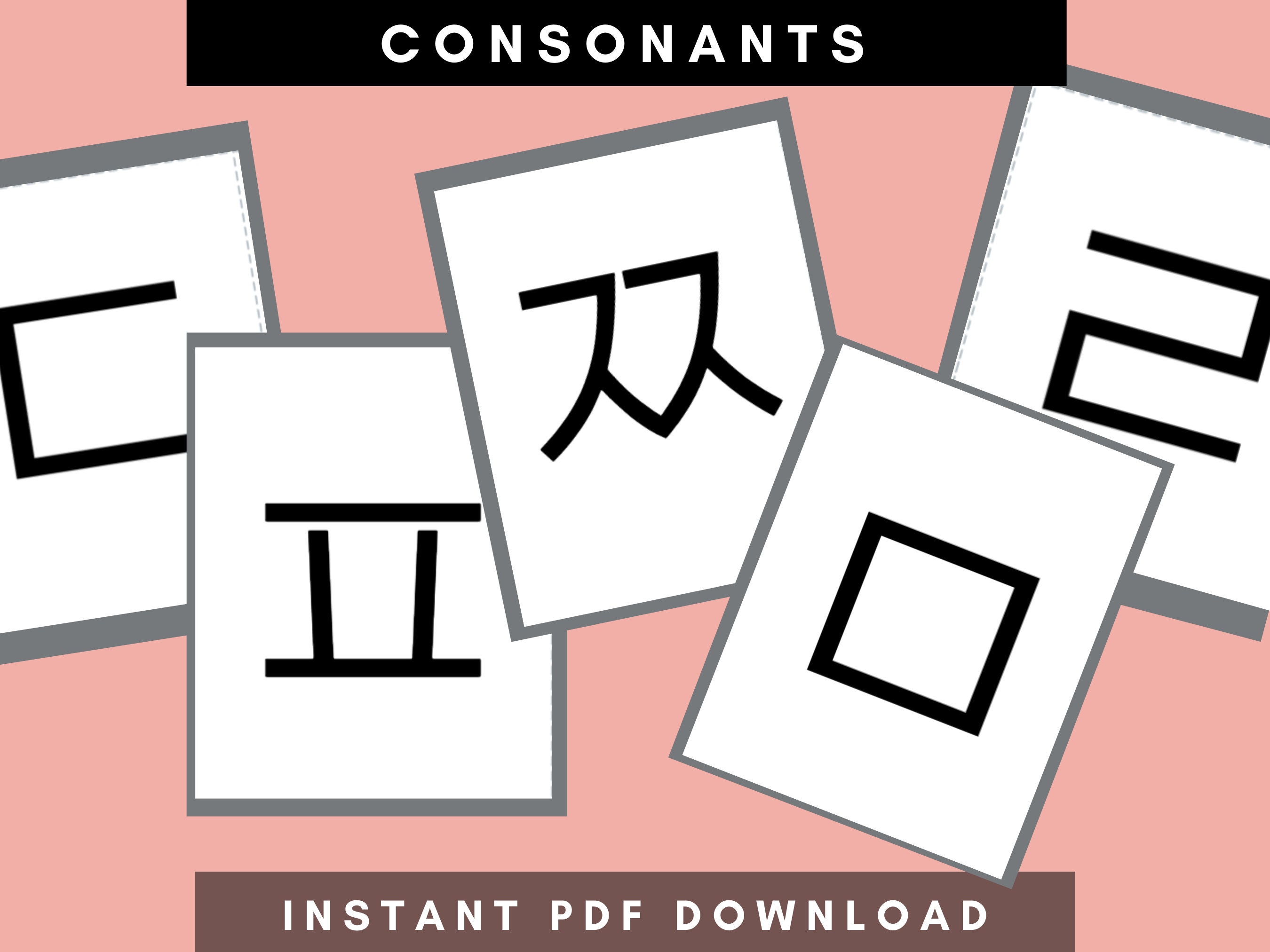 Korean Hangul Flashcards, Alphabet Consonants and Vowels Hangeul Large ...