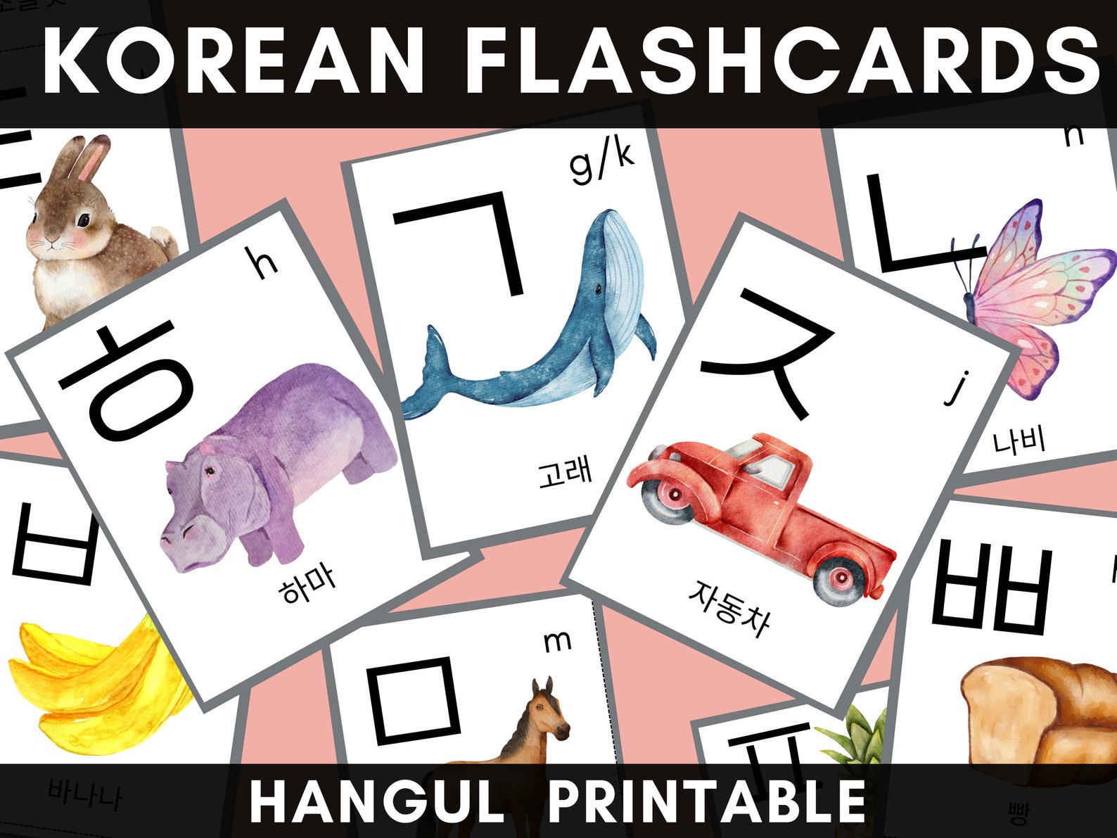 Printable Korean Flashcards: Hangul Language Learning (digital Download ...