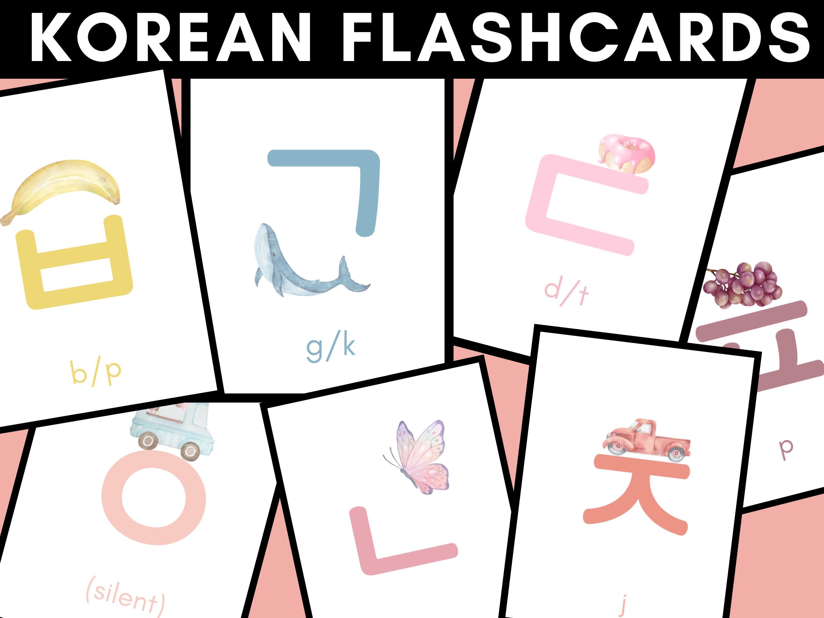 Printable Korean Alphabet Flashcards, Hangul Flashcards, Digital ...