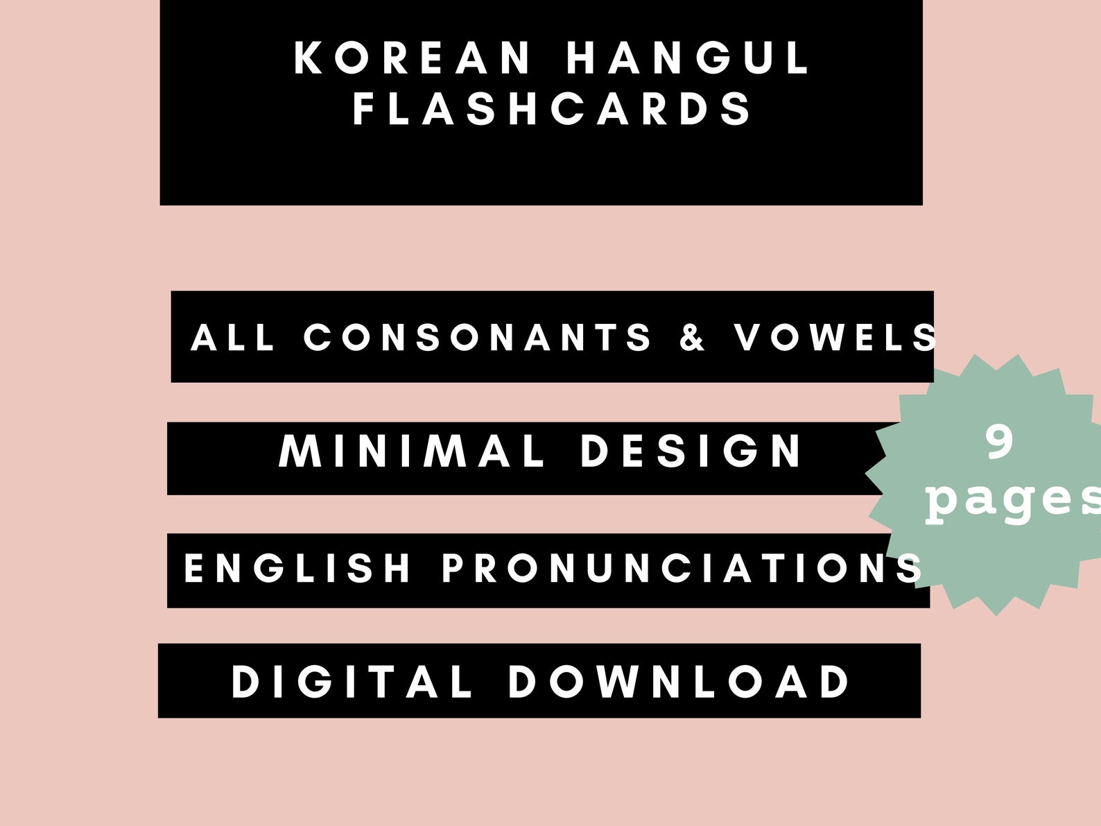 Printable Korean Flashcards Hangul Alphabet With English Sound (PDF) - Etsy