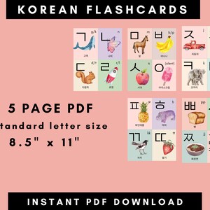 Printable Korean Flashcards Hangul Hangeul With English Sounds Alphabet ...