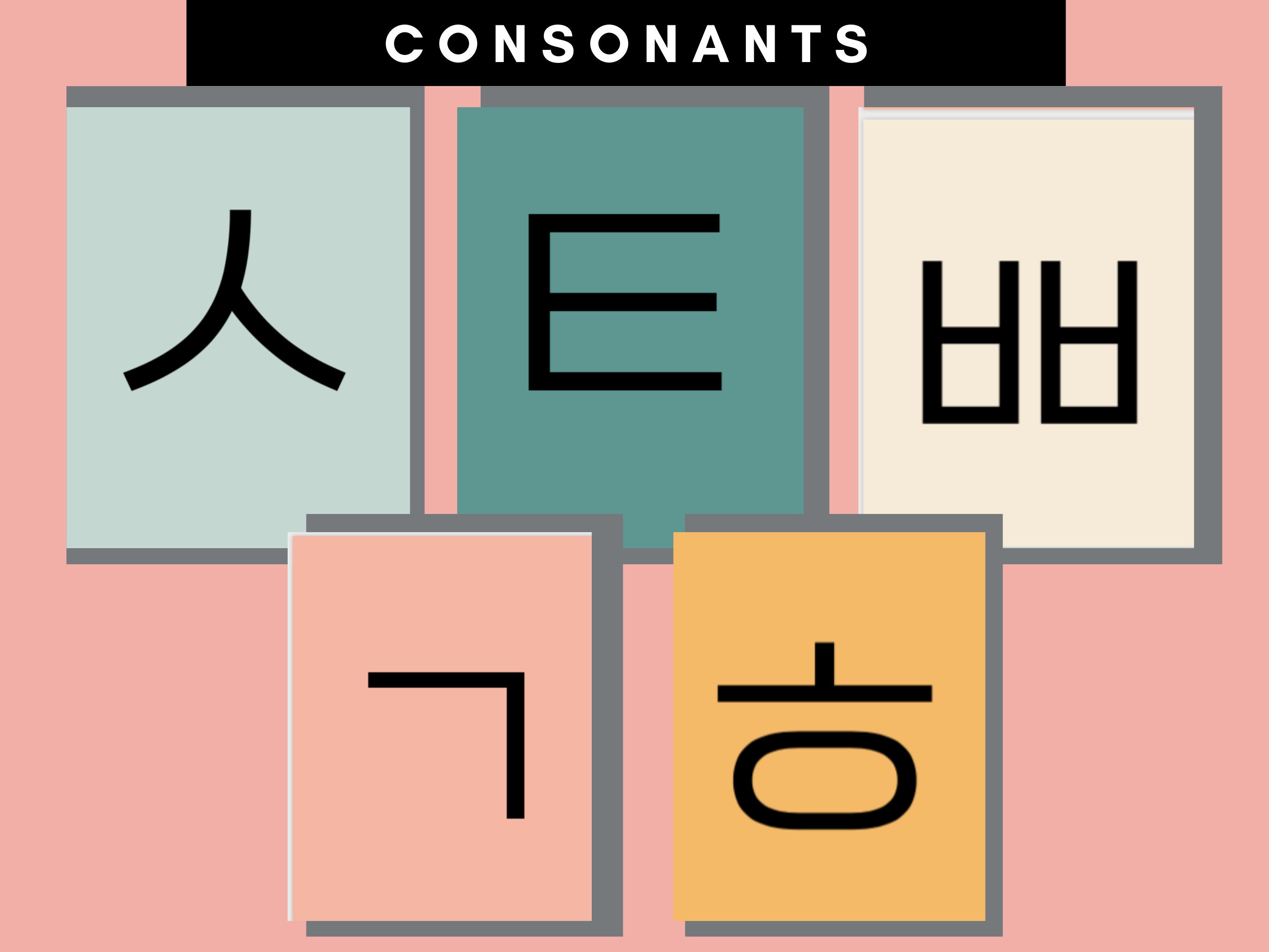 Korean Hangul Flashcards Hanguel Alphabet Vowels Consonants Homeschool ...