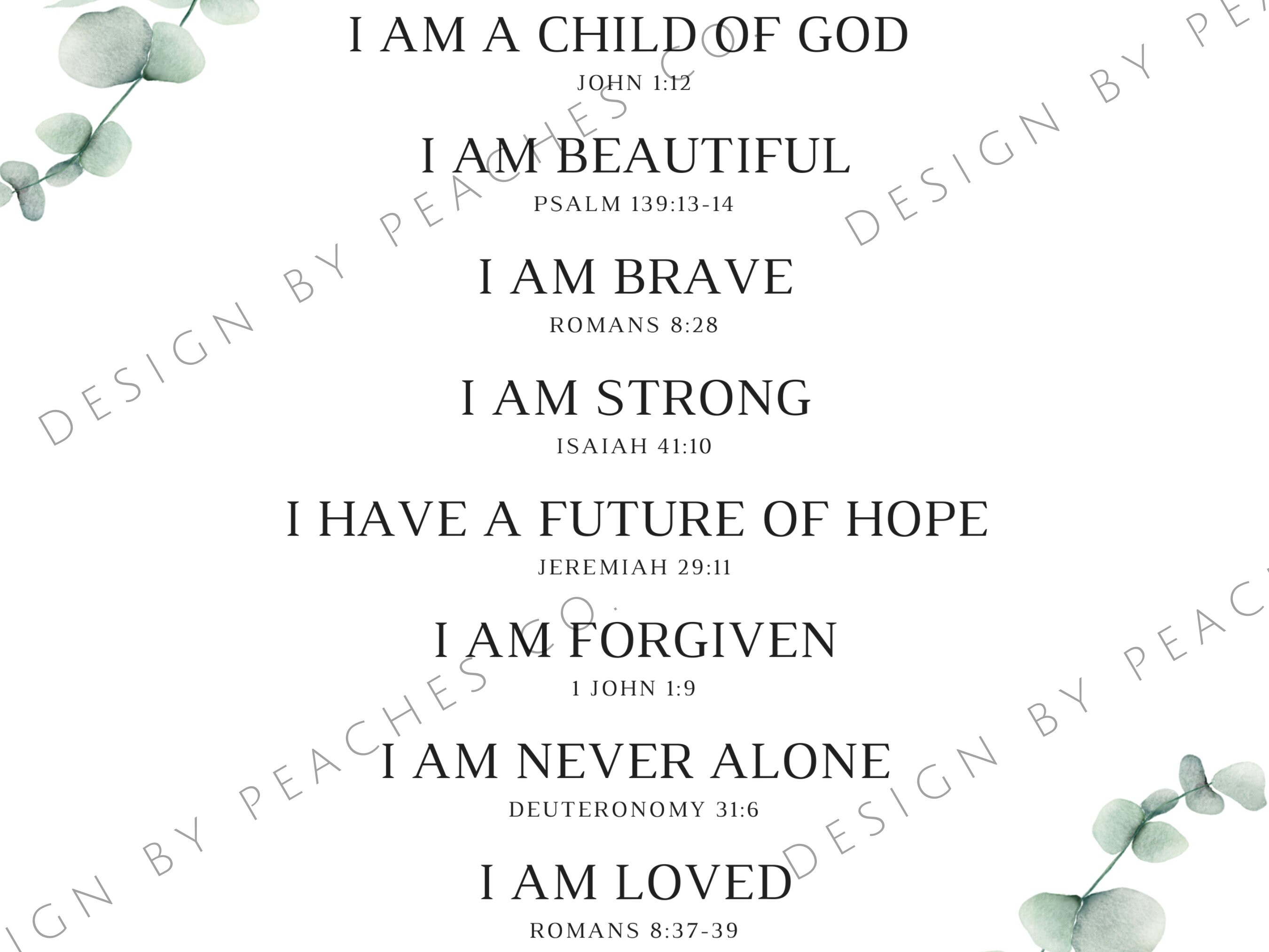 Daily Affirmations Scripture Verse I Am Loved I Am a Child of God ...