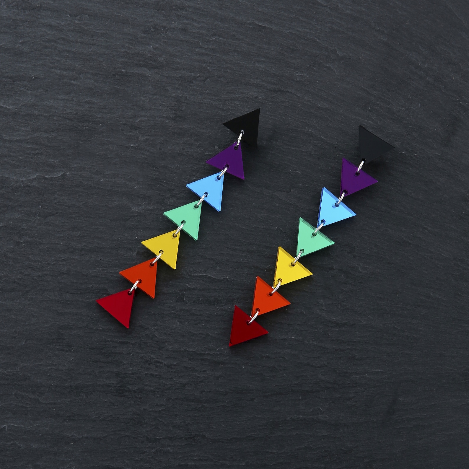 Rainbow Dangles Triangle Rainbow Earrings Rainbow Jewellery - Etsy