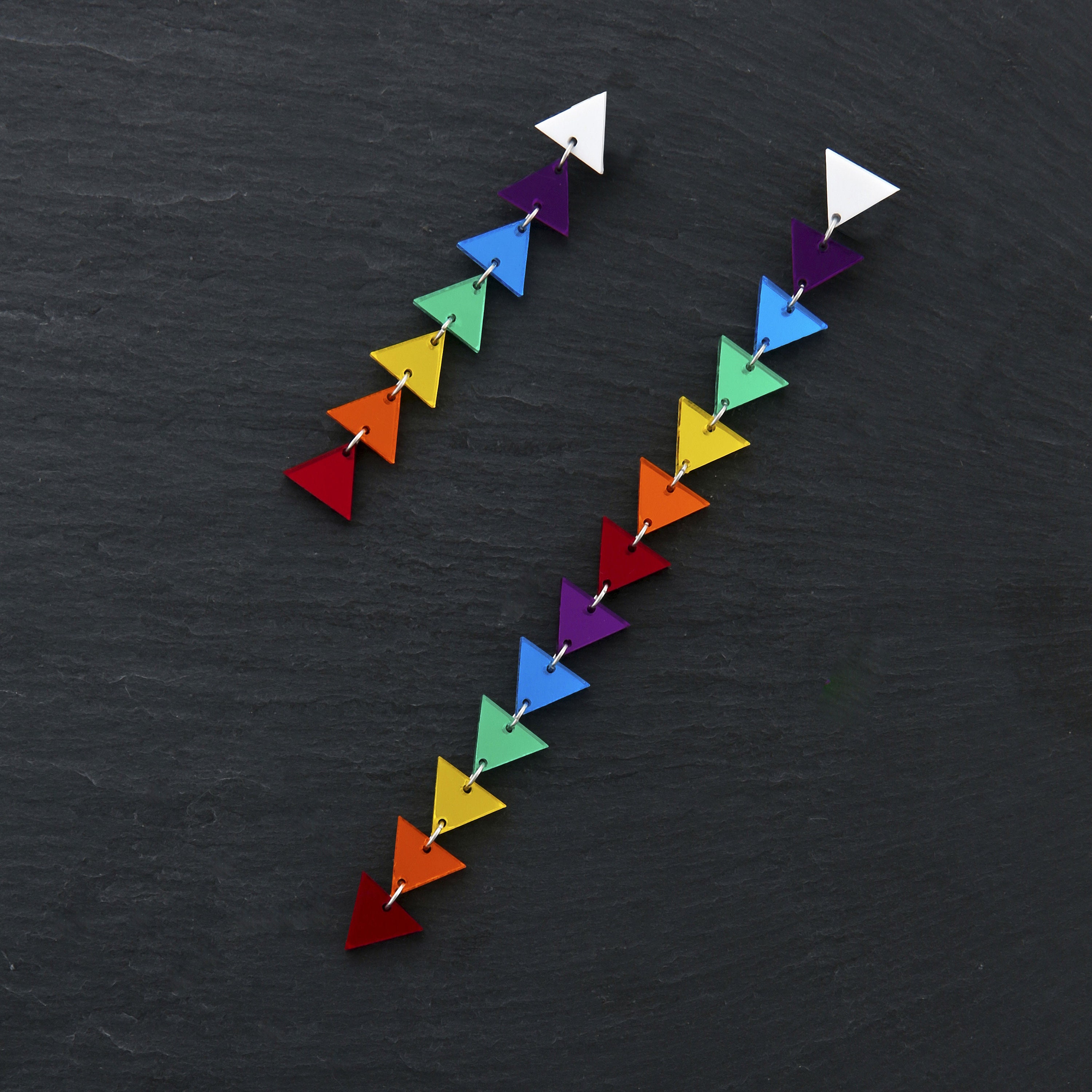 Rainbow Dangles Triangle Rainbow Earrings Rainbow Jewellery - Etsy