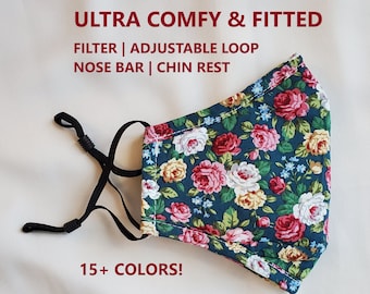 Adjustable Fitted Face Mask ULTRA COMFY Filter Pocket & - Etsy