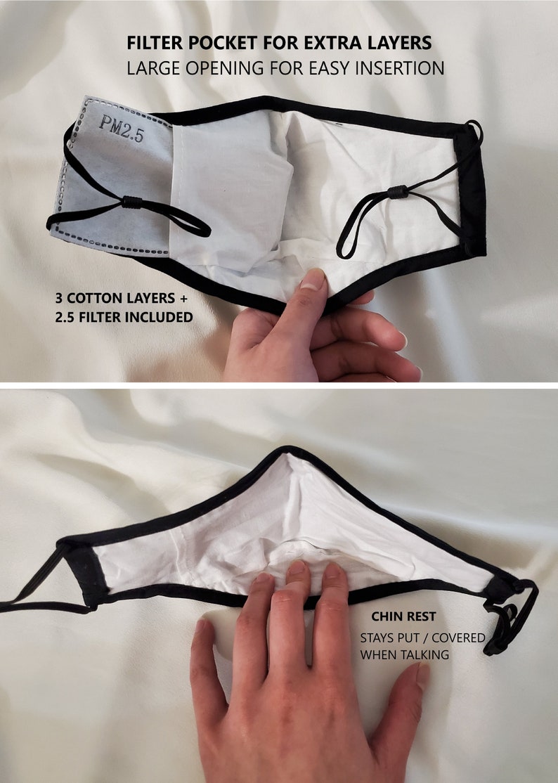Adjustable Fitted Face Mask ULTRA COMFY Filter Pocket & - Etsy