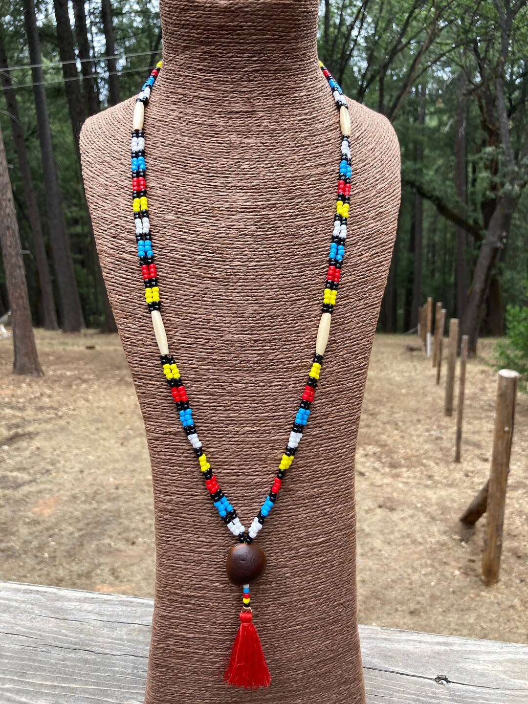 Colors of the Yaqui Flag Beaded Double Strand Ojo De Venado - Etsy