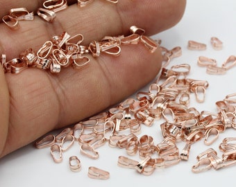 6 Rose Gold Plated Leaf Pinch Bails 16-23 - Etsy