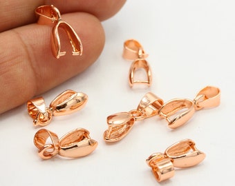 6 Rose Gold Plated Leaf Pinch Bails 16-23 - Etsy