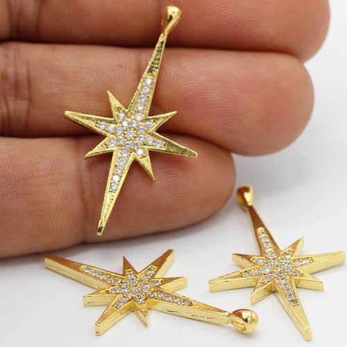 9x12mm 24 K Shiny Gold Star Charms Cubic Zirconia Charms - Etsy